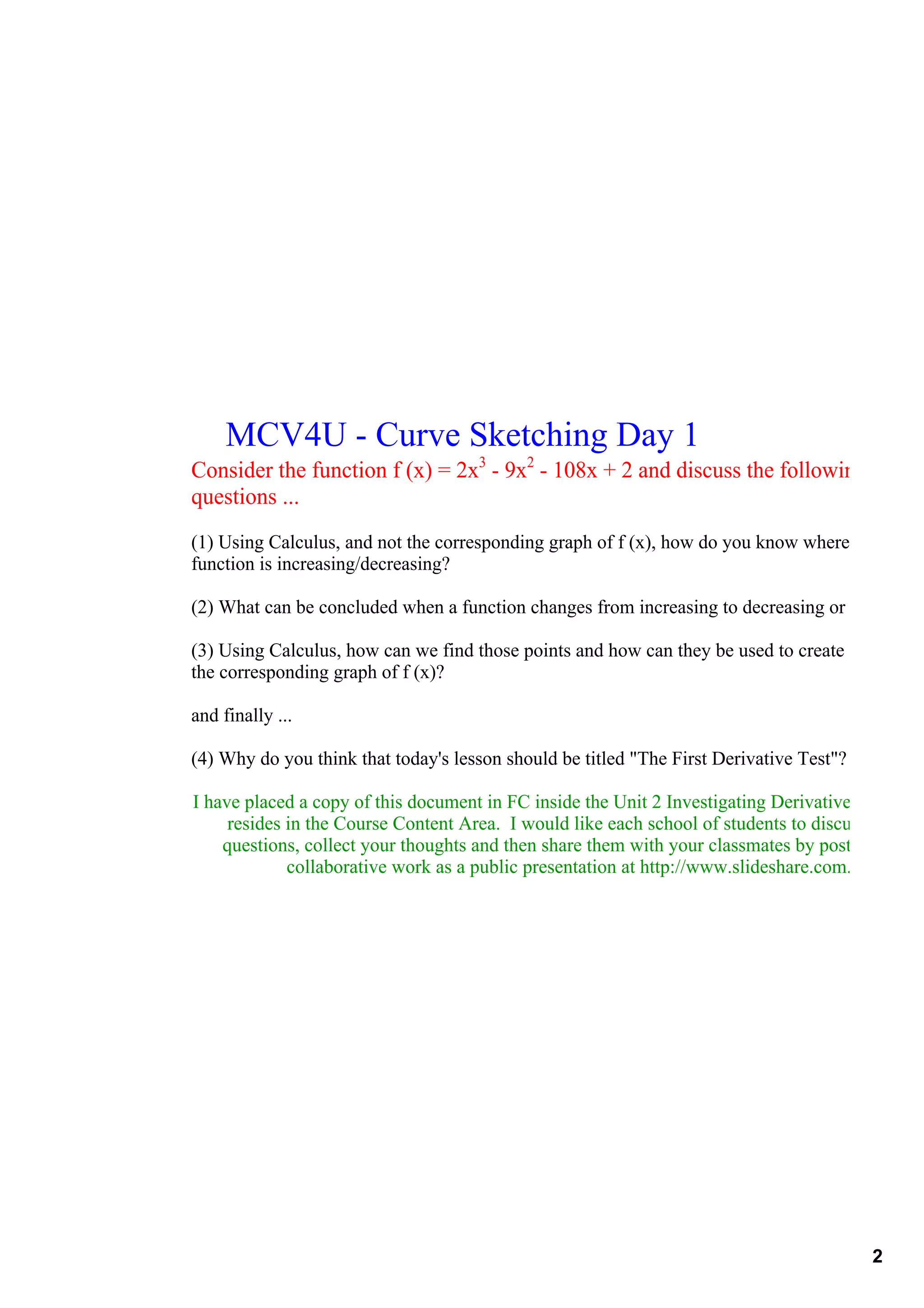 2.6 Curve Sketching Rcbhs | PDF