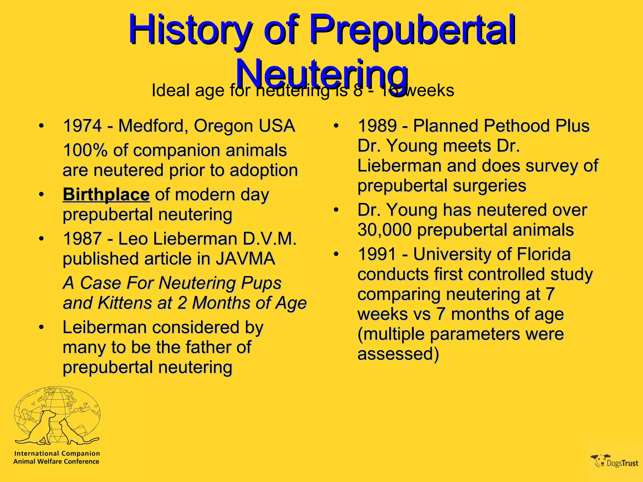Prepubertal (Early Age) Neutering is the Surgery of Choice - Jeffrey ...