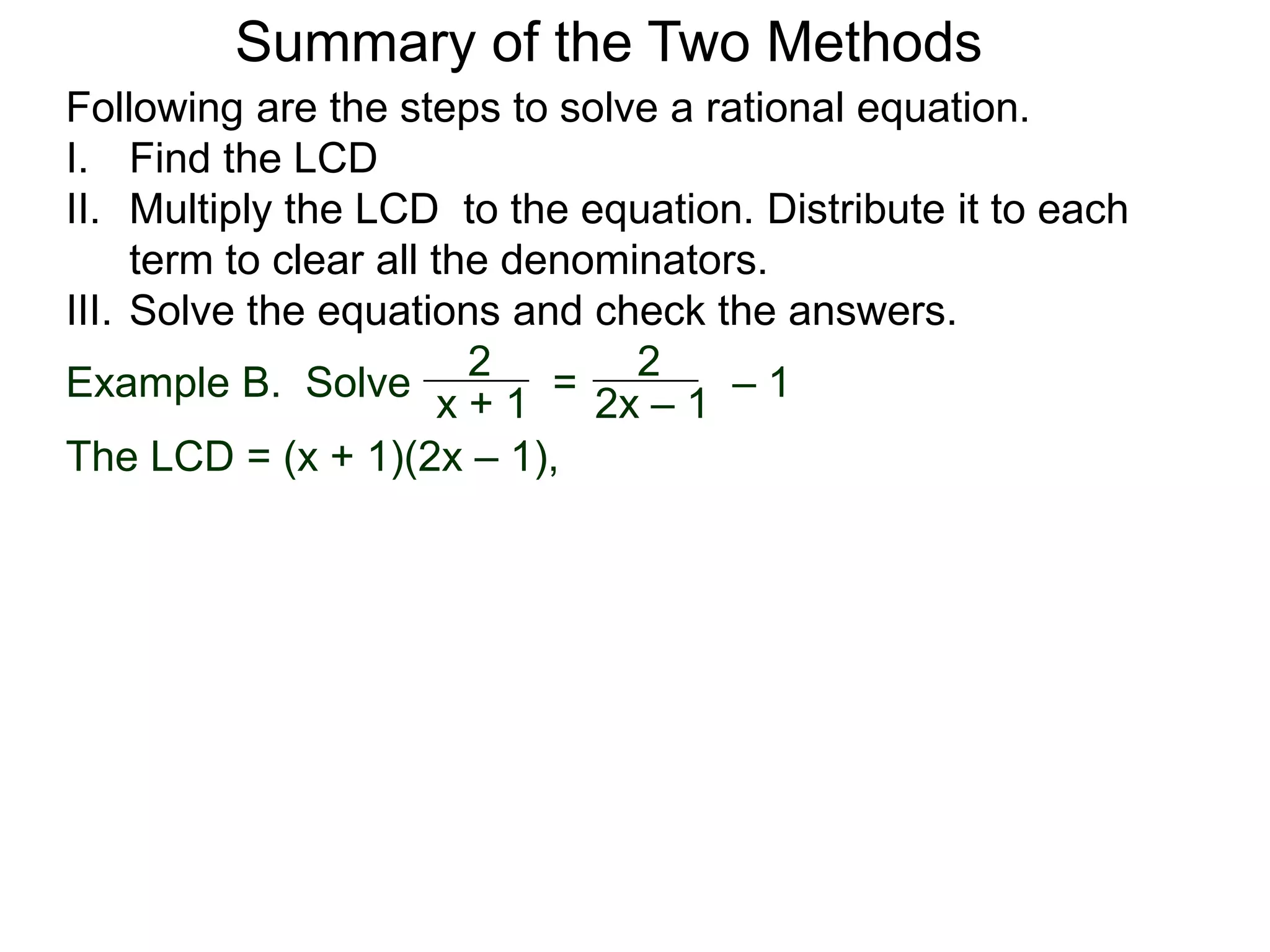2 7 summary of usage of lcm | PPT