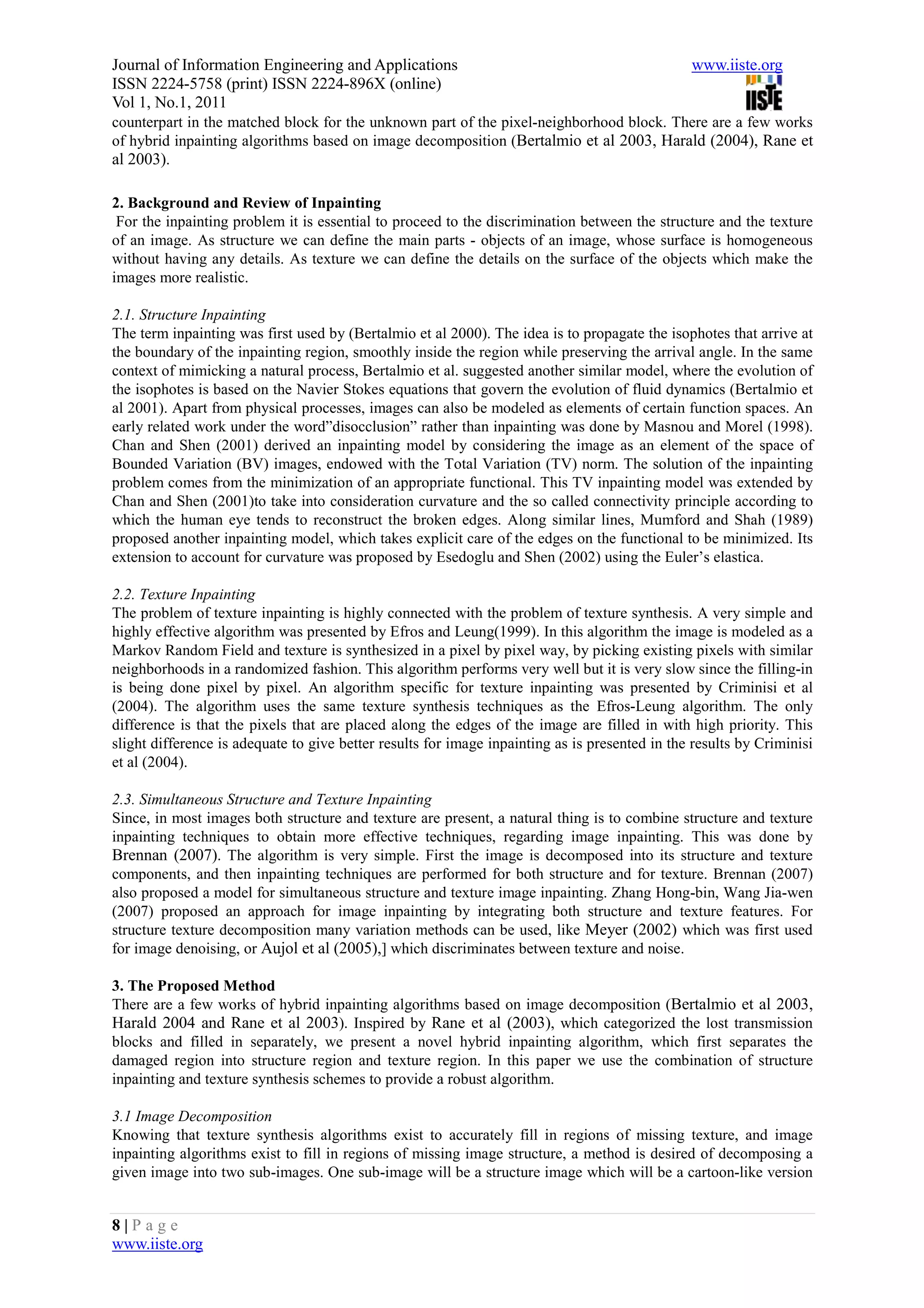 2.[7 12]combined structure and texture image inpainting algorithm for natural scene image ...