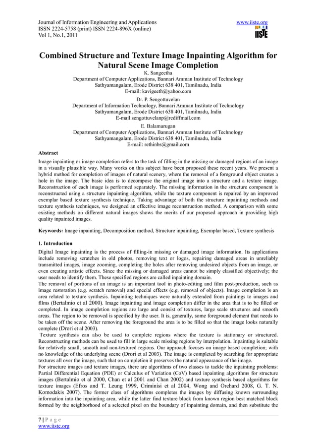 2.[7 12]combined structure and texture image inpainting algorithm for natural scene image ...
