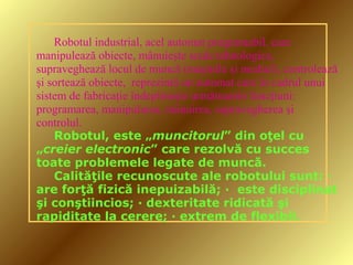 CONTRIBUTIA STANDARDELOR IN PROIECTAREA SI CONSTRUCTIA ROBOTILOR ...