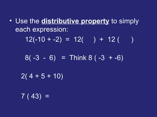 2.7 distributive property day 1 | PPT