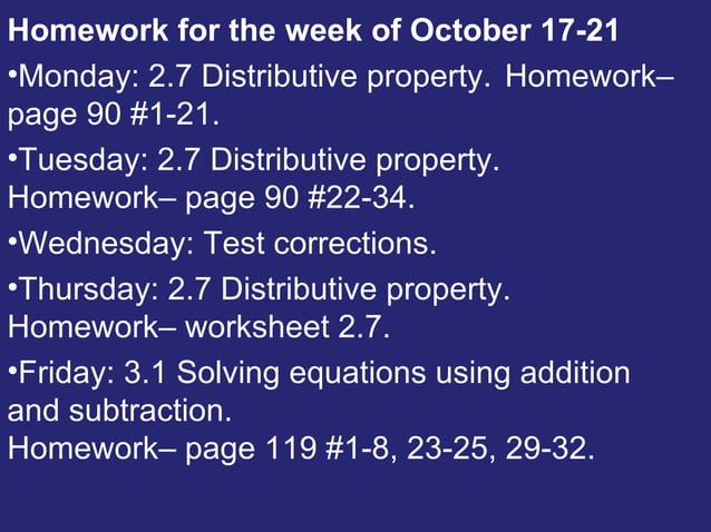2.7 distributive property day 1 | PPT | Homework and Study | Education