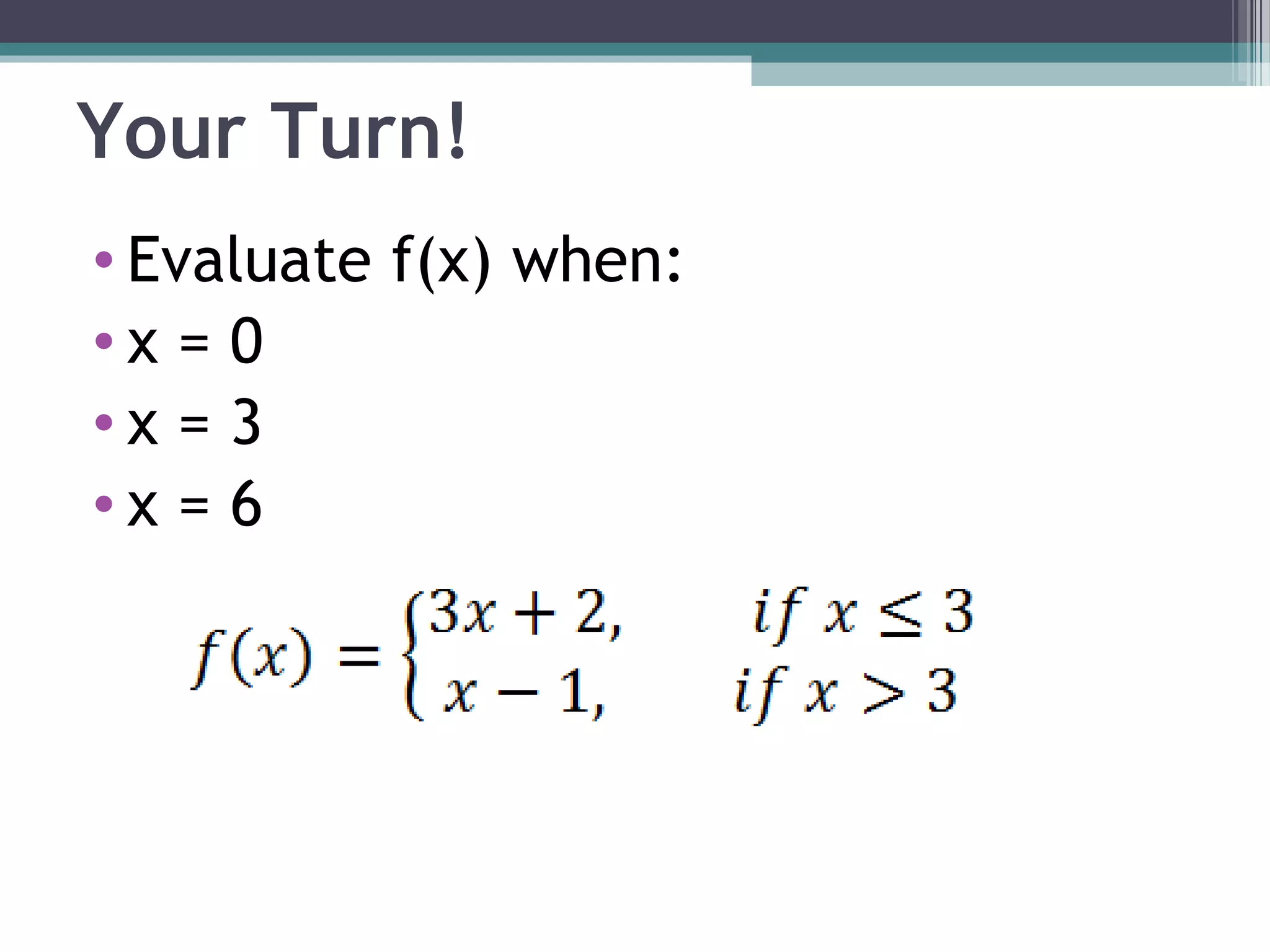 2.7 Piecewise Functions | PPT