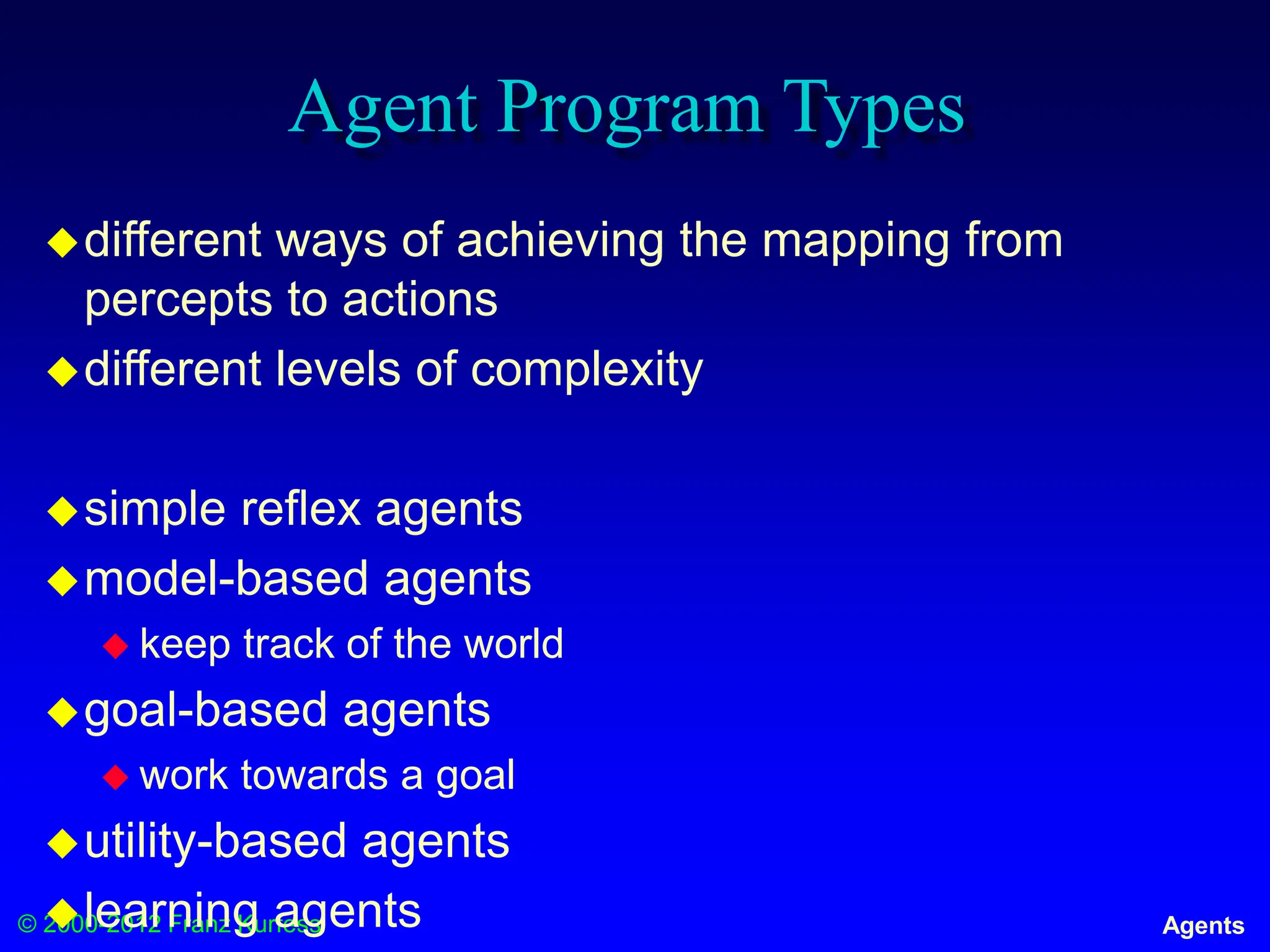What is Agents, structure of agents, Types of AI Agents. | PPT