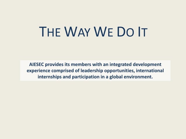 AIESEC Way and Values | PPT