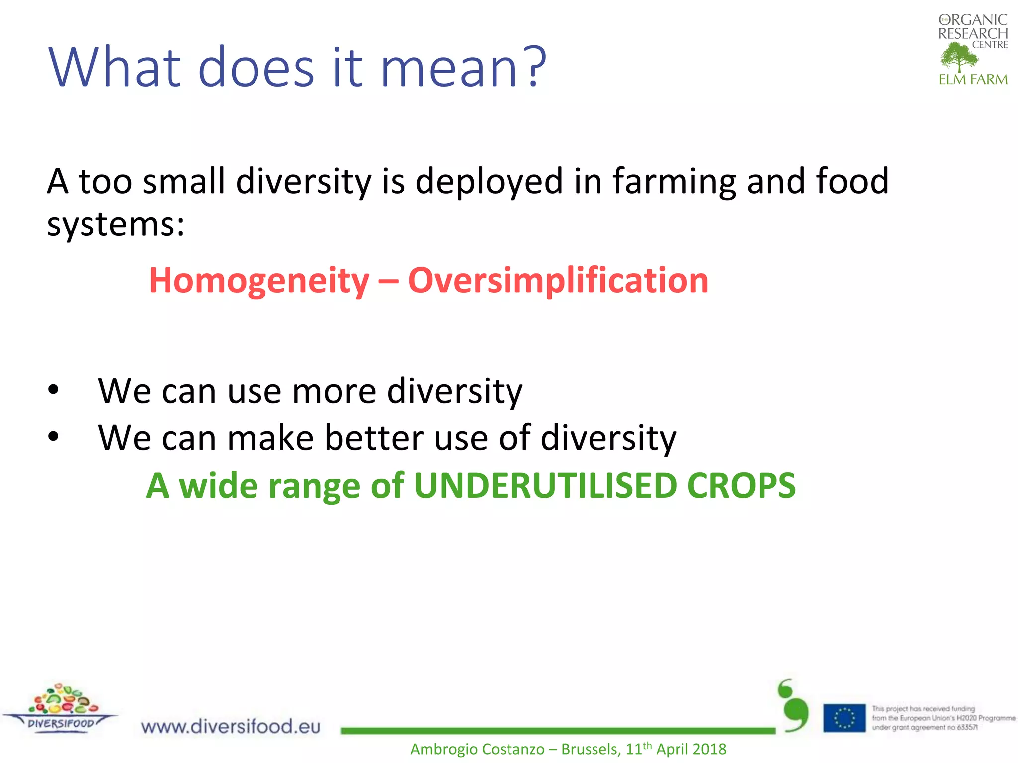 Underutilized and forgotten crops: Definitions and concepts - Ambrogio ...