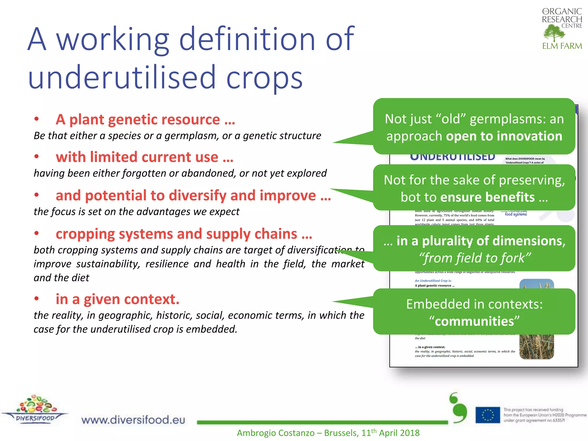 Underutilized and forgotten crops: Definitions and concepts - Ambrogio ...