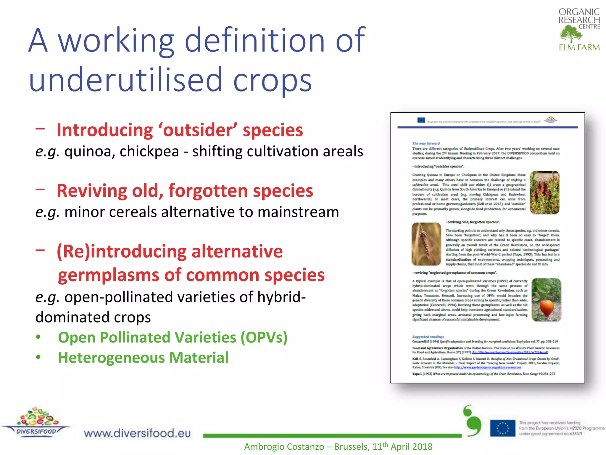 Underutilized and forgotten crops: Definitions and concepts - Ambrogio ...