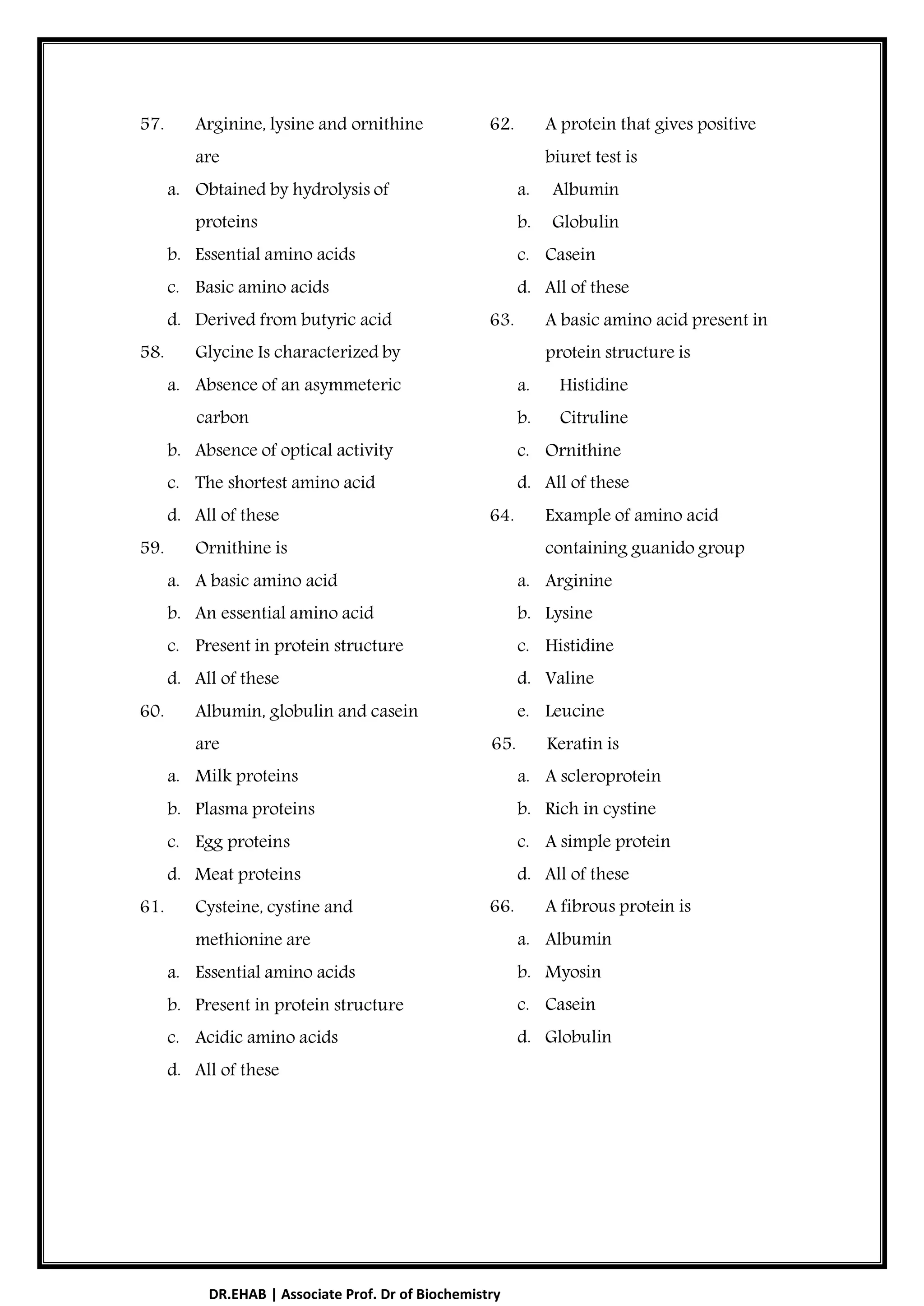 2 amino acids mcq | PDF