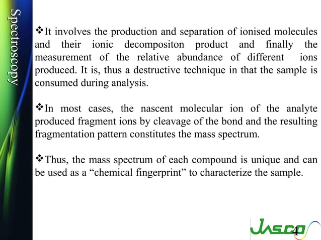 Mass Spectroscopy | PPT | Chemistry | Science