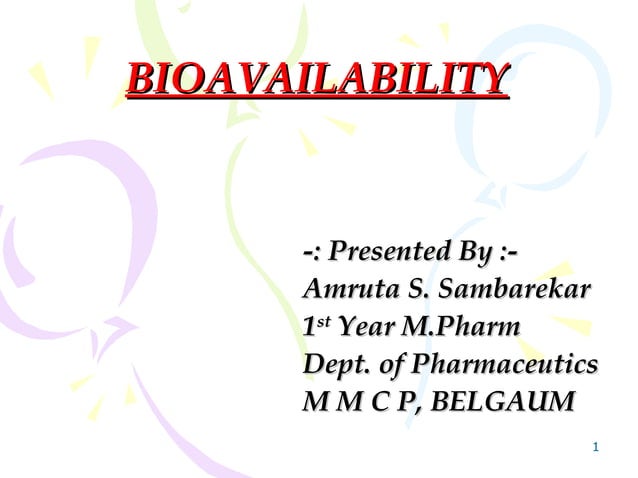 Bioavailability Studies | PPT