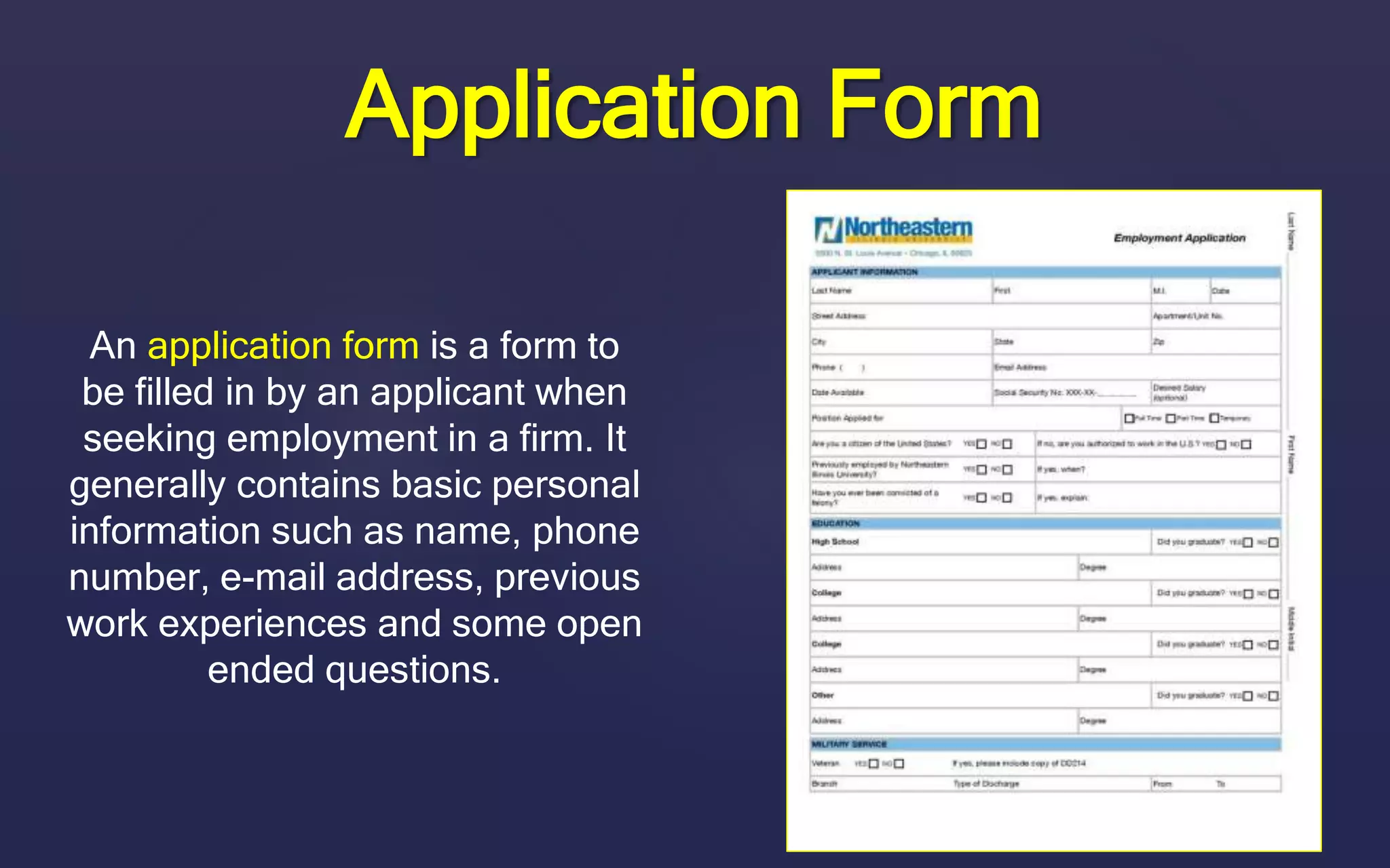 Application Form and Resume Types | PPTX