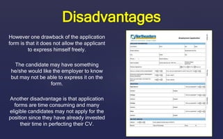 Application Form and Resume Types | PPTX