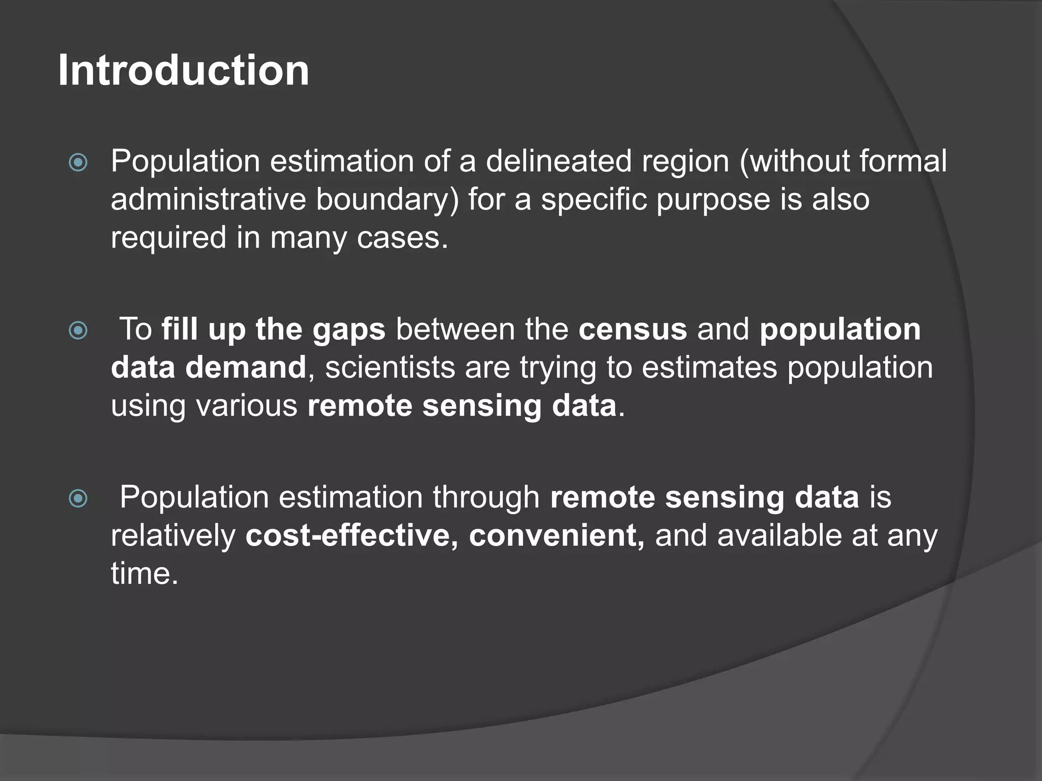 Application Of Remote Sensingpopulation Identification Ppt