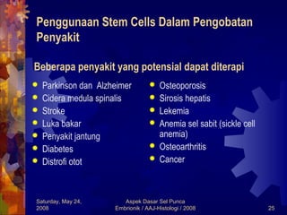 2 aspek dasar sel punca | PPT