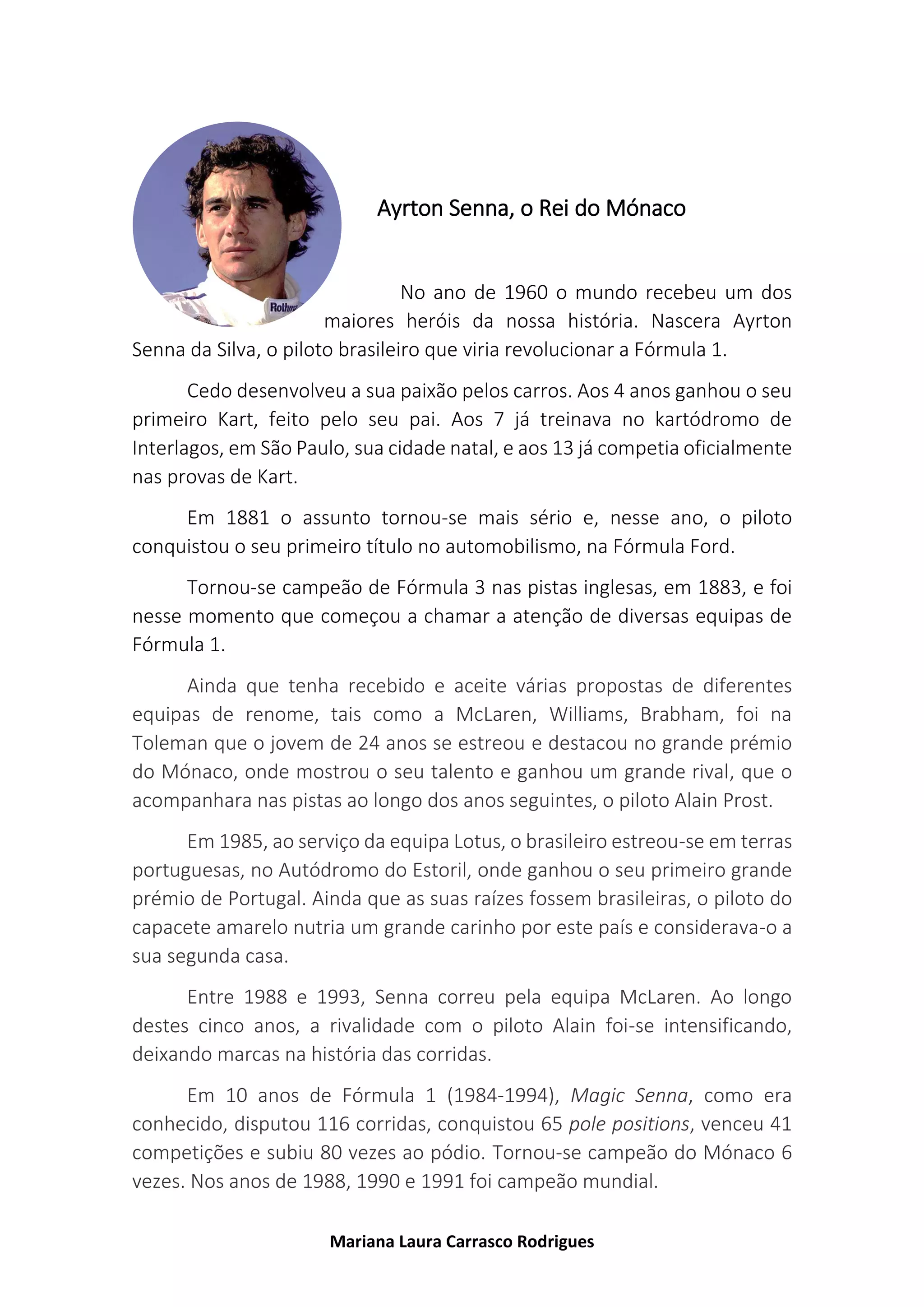 Ayrton Senna, o Rei do Mónaco | PDF