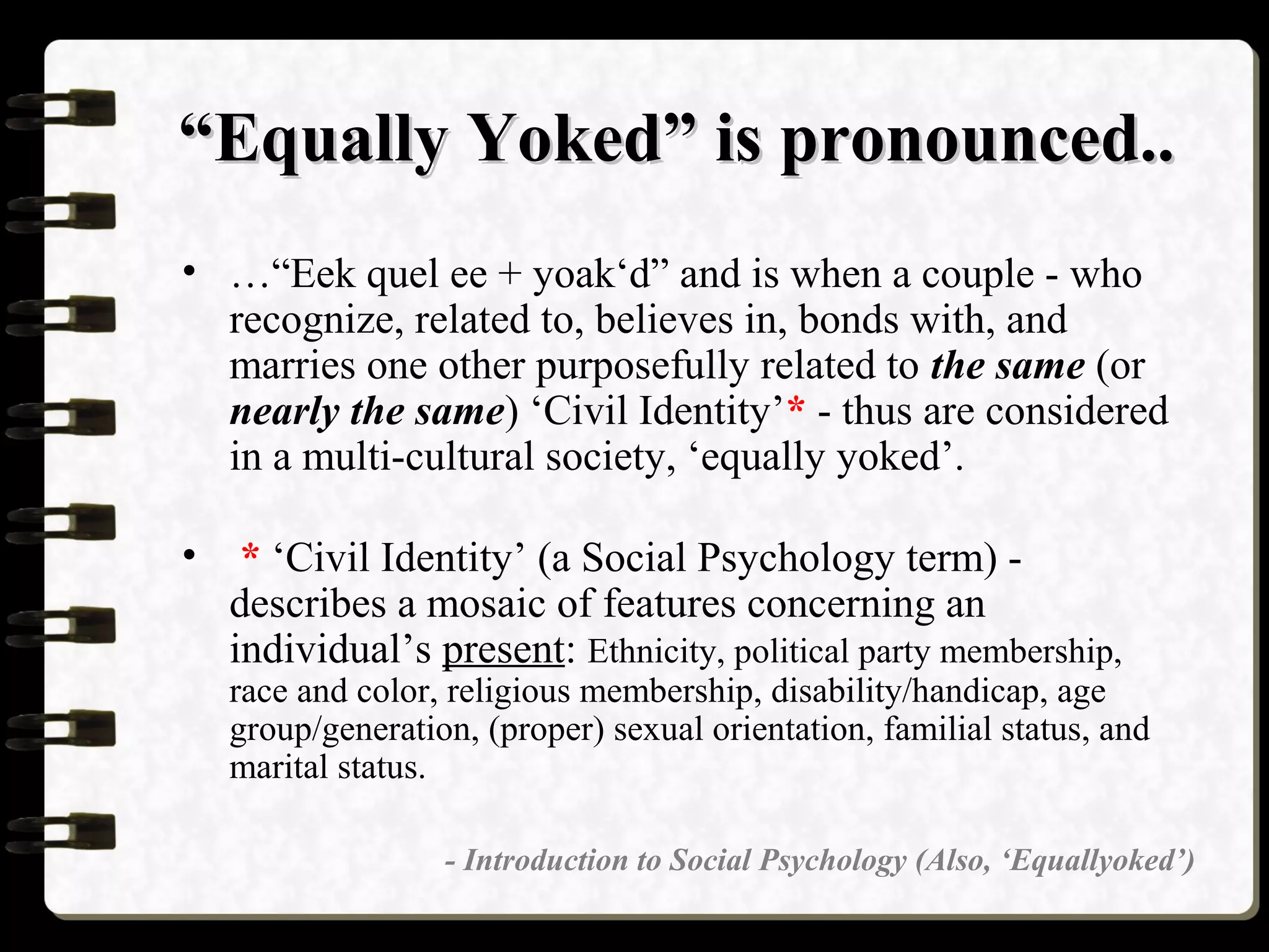 The "Equally yoked" - a Social Phenomena - Sociology 101 | PPT