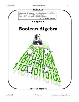 2nd PUC computer science chapter 2 boolean algebra 1 | PDF