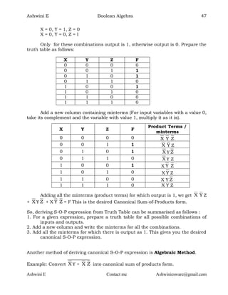 2nd PUC computer science chapter 2 boolean algebra | PDF