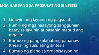 2 - BUOD AT SINTESIS.pptx ANG PAGBUBUOD AT SINTESIS SA MGA SULATIN | PPTX
