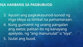 2 - BUOD AT SINTESIS.pptx ANG PAGBUBUOD AT SINTESIS SA MGA SULATIN | PPTX