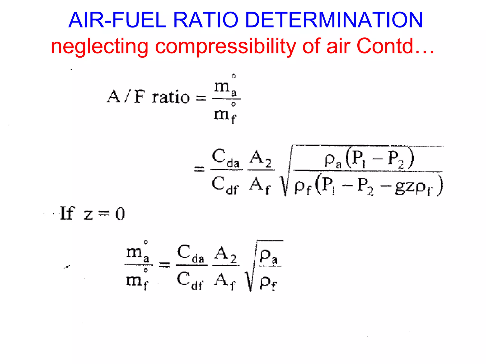 Carburetor air-fuel ratio calculations | PPTX