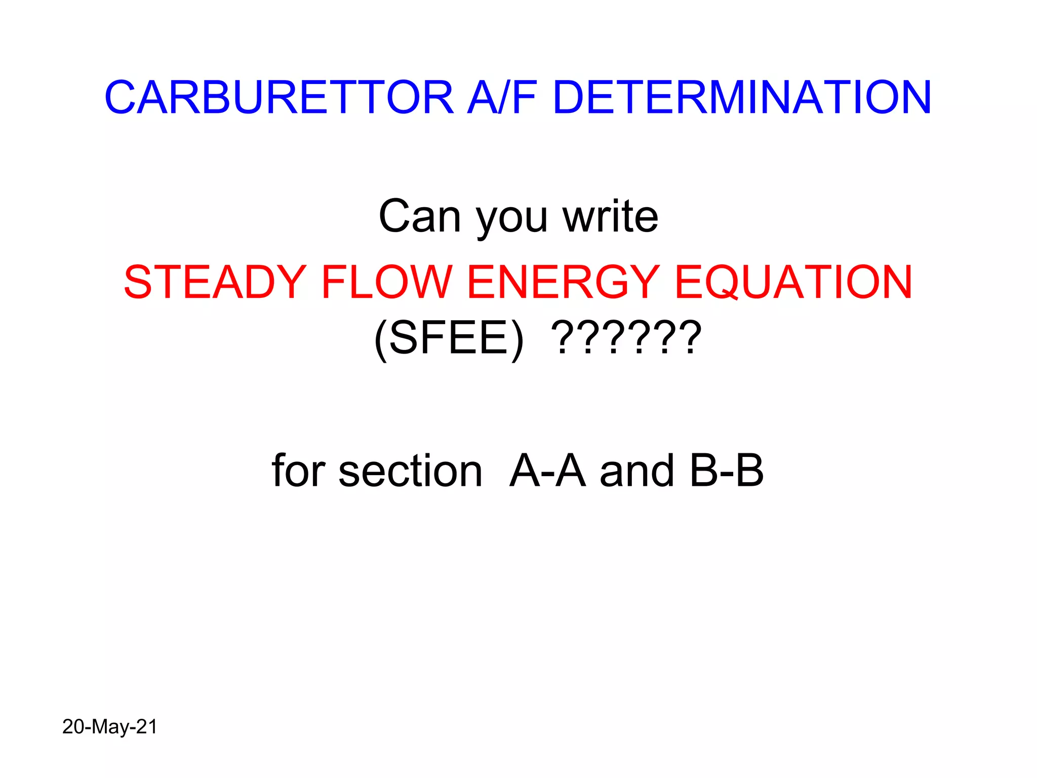 Carburetor air-fuel ratio calculations | PPTX