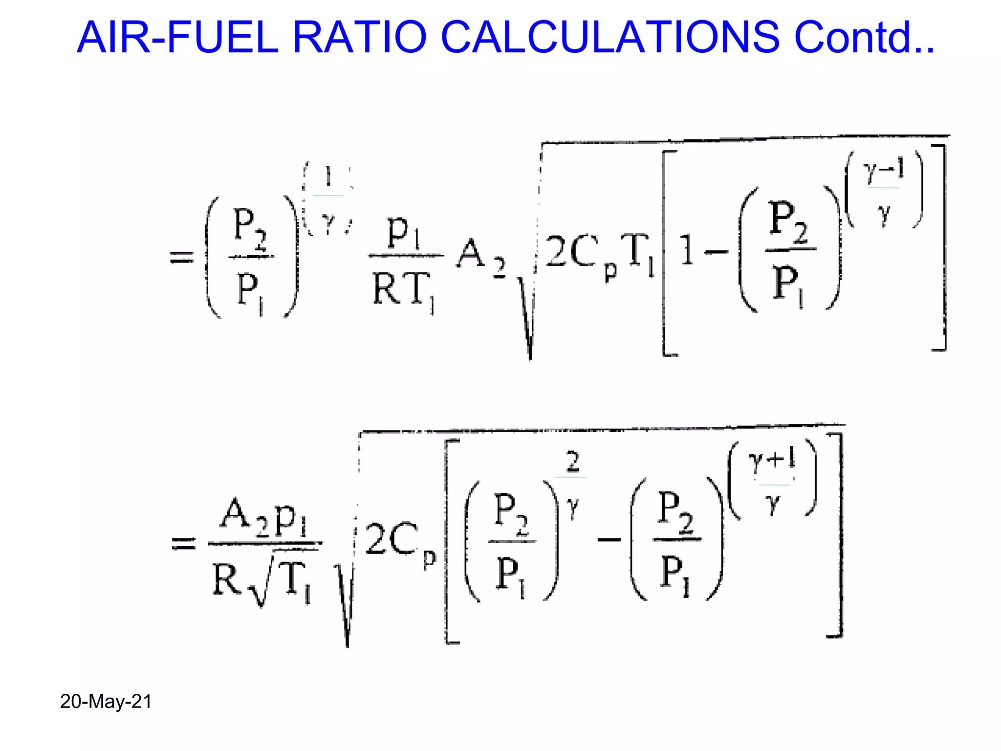 Carburetor air-fuel ratio calculations | PPTX