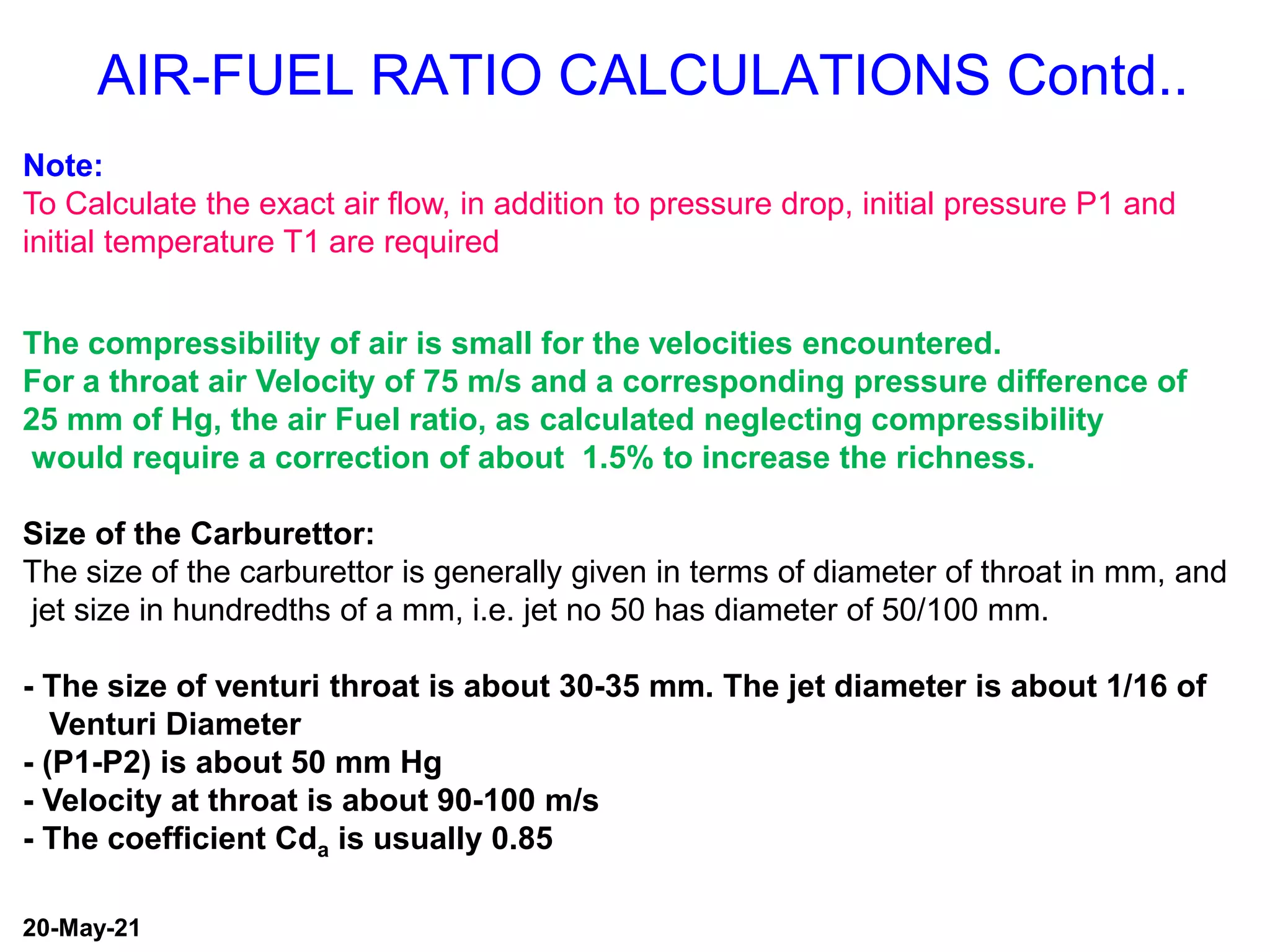 Carburetor air-fuel ratio calculations | PPT