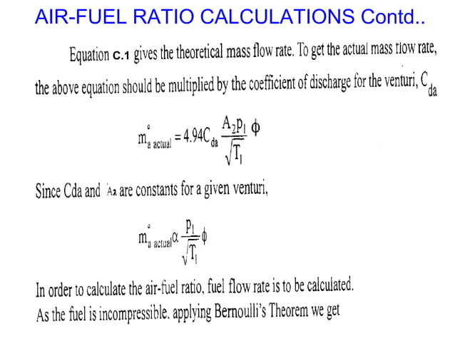 Carburetor air-fuel ratio calculations | PPT | Physics | Science