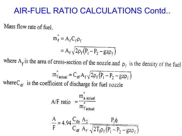 Carburetor air-fuel ratio calculations | PPT | Physics | Science