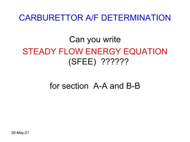 Carburetor air-fuel ratio calculations | PPT | Physics | Science