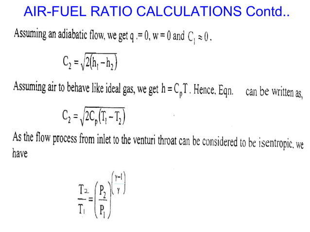 Carburetor air-fuel ratio calculations | PPT | Physics | Science