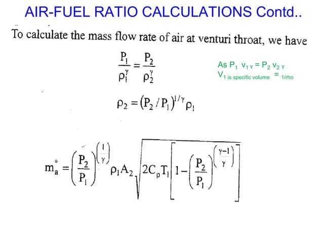 Carburetor air-fuel ratio calculations | PPT | Physics | Science