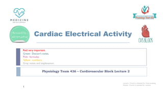 Cardiac Electrical Activity from CV block lecture | PPT