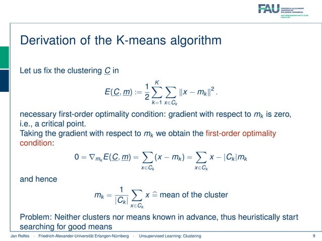 Unsupervised Learning Clustering - Mathematcis | PPT