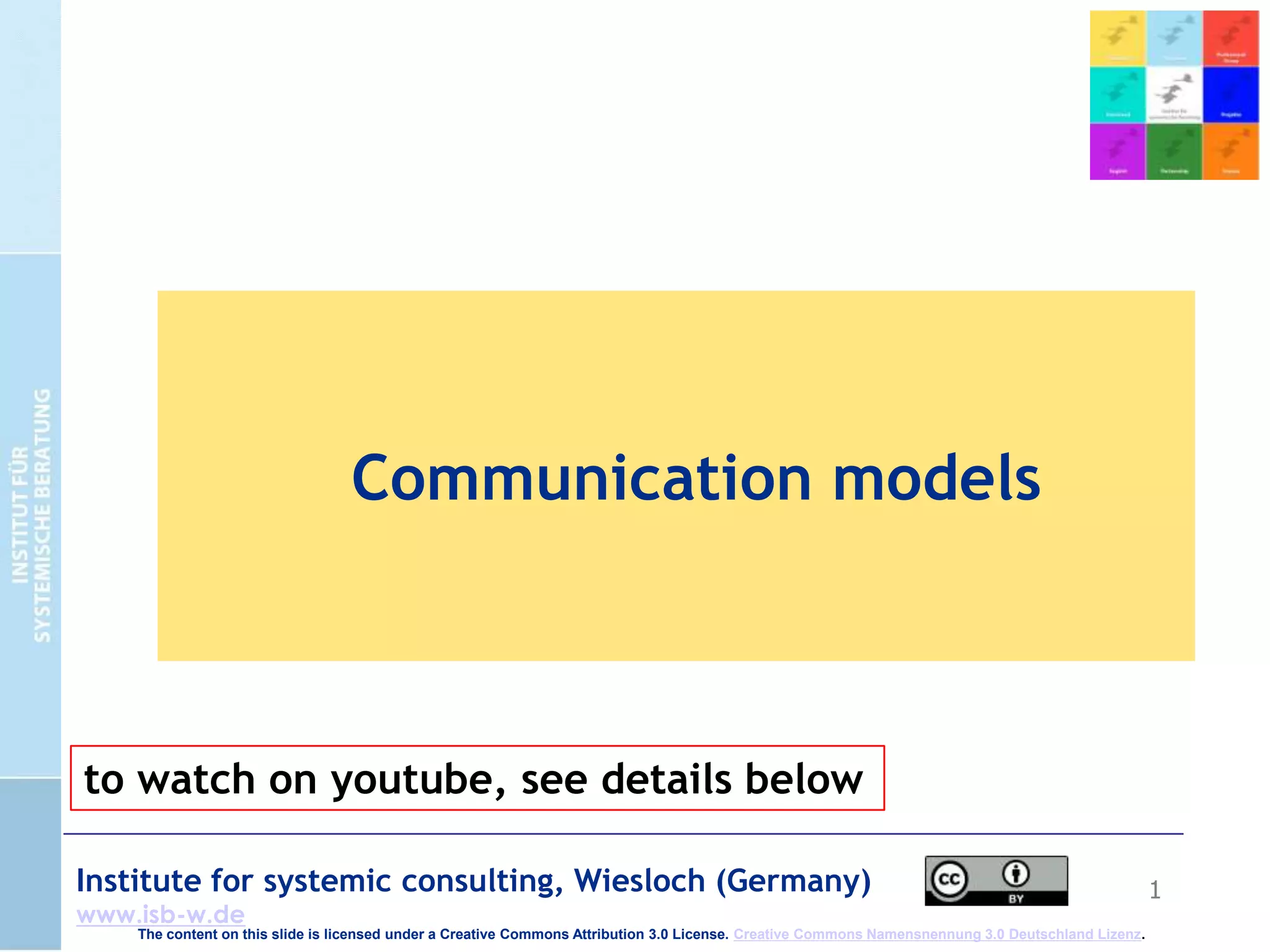 2 communication models - Bernd Schmid (Oxford lectures) | PPT