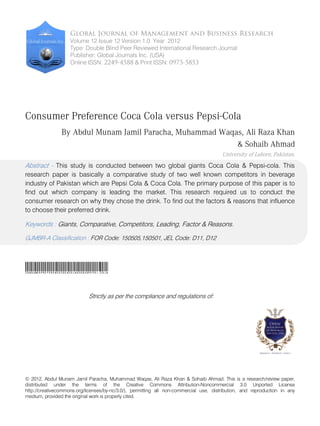 2 consumer-preference-coca-cola-versus | PDF