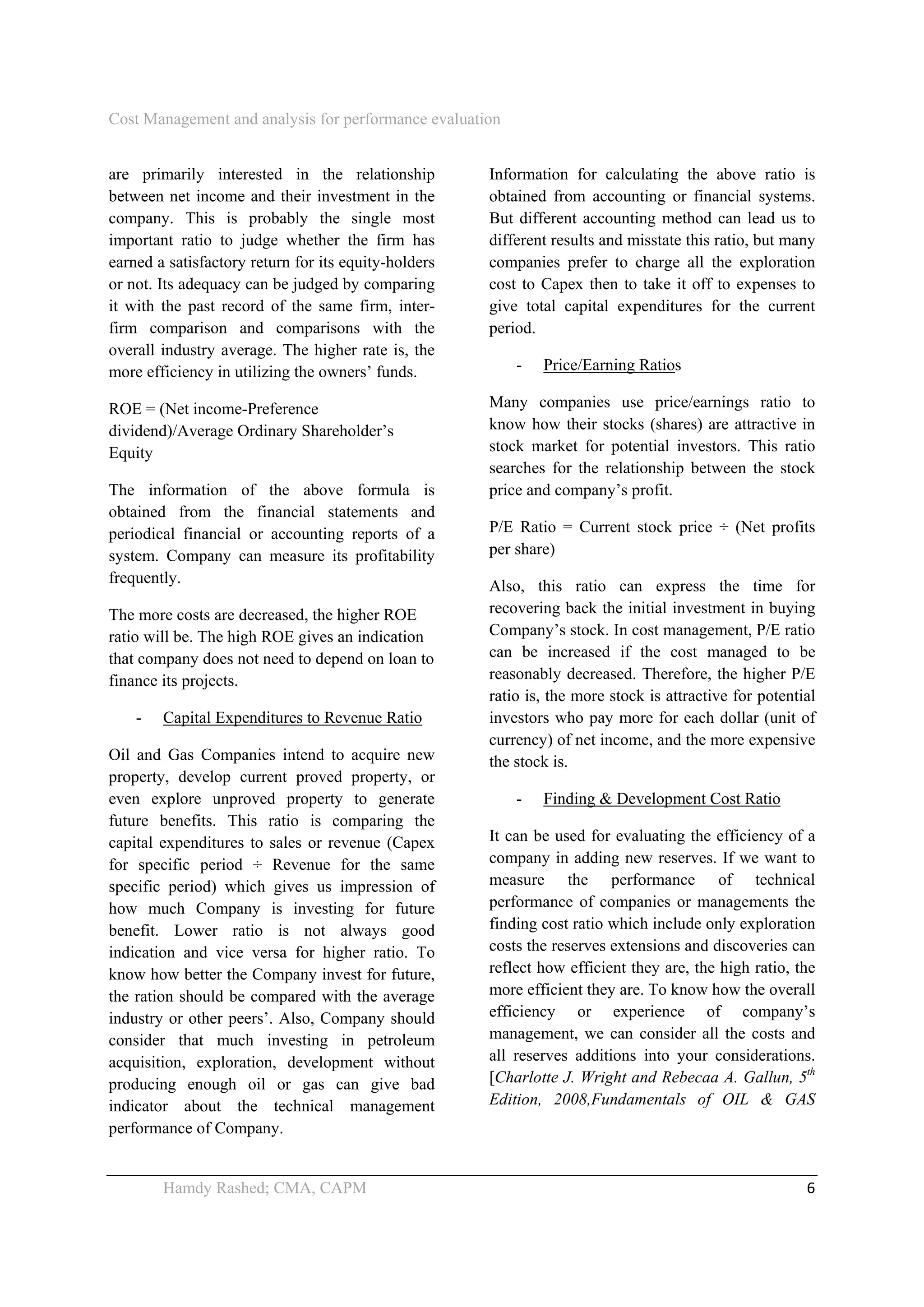 Cost management and performance evaluation in petroleum upstream industry part b | PDF