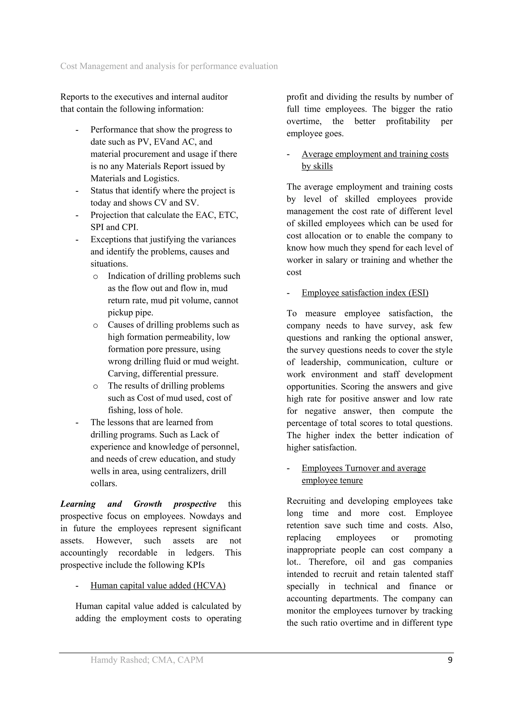 Cost management and performance evaluation in petroleum upstream industry part b | PDF