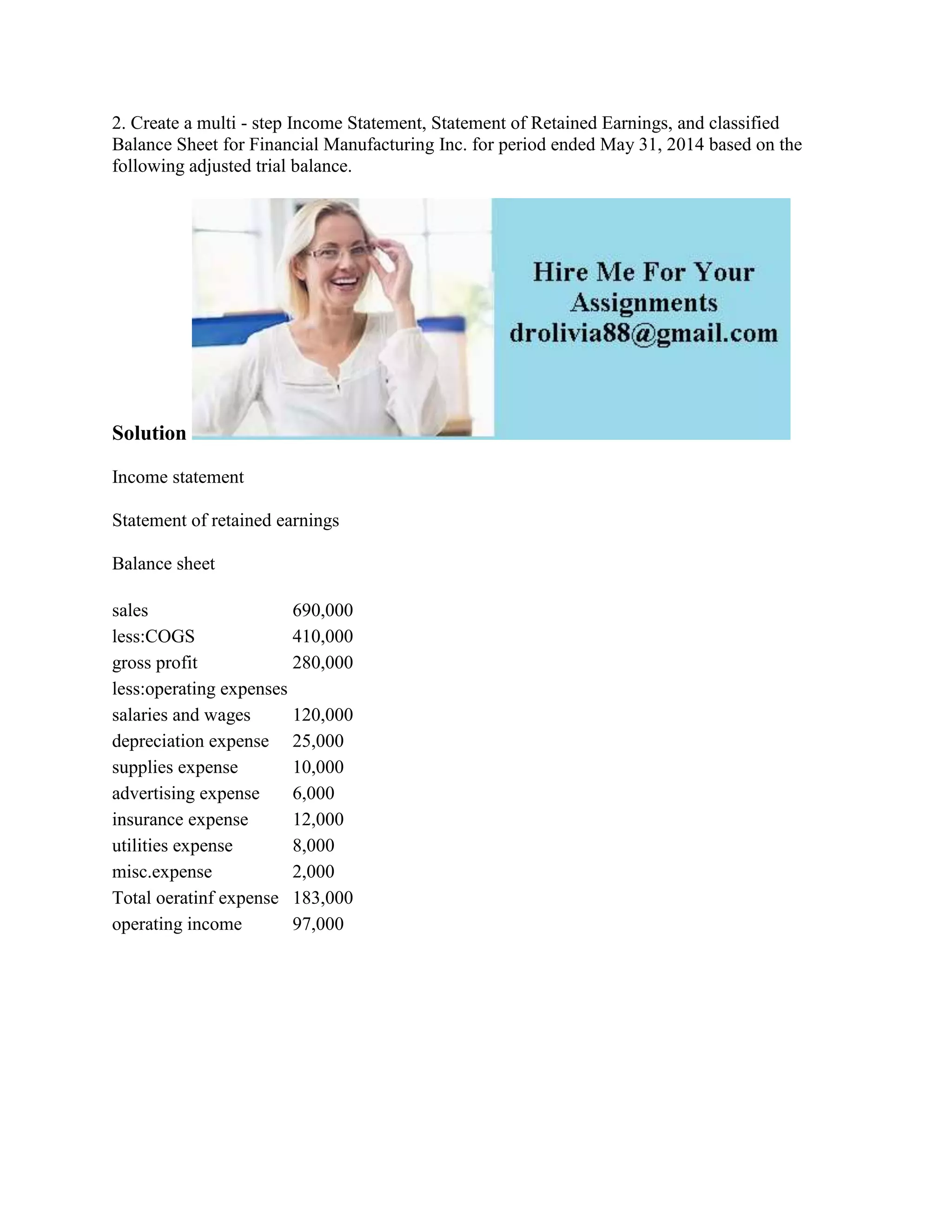 2- Create a multi - step Income Statement- Statement of Retained Earni.docx