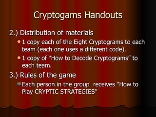 2 Cryptic Strategies Frame Game For Classroom Application | PPT