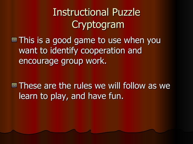 2 Cryptic Strategies Frame Game For Classroom Application | PPT