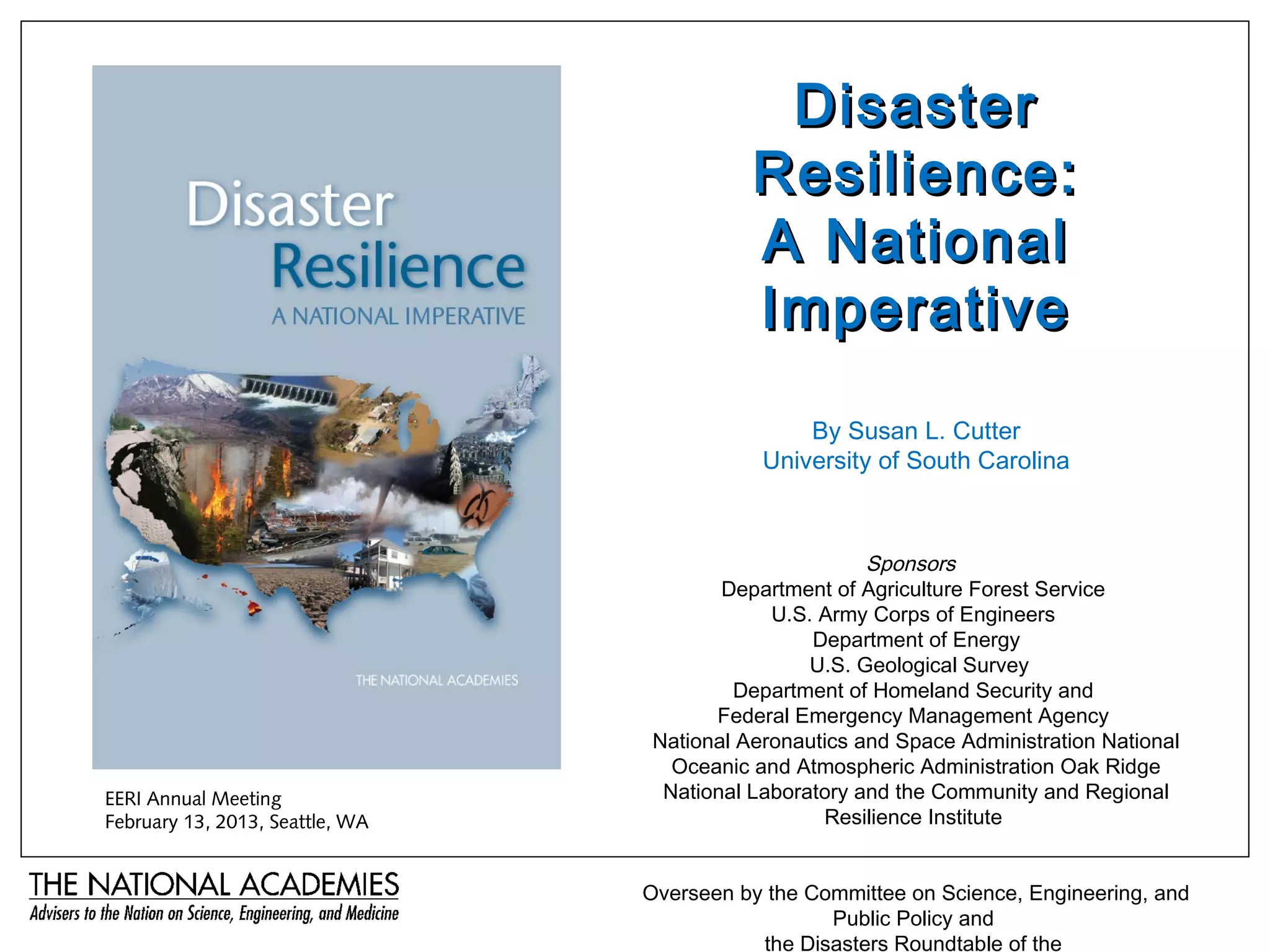 Disaster Resilience: A National Imperative - Susan Cutter | PPT