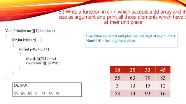 2 d array(part 2) || 2D ARRAY FUNCTION WRITING || GET 100% MARKS IN CBSE CS | PPT