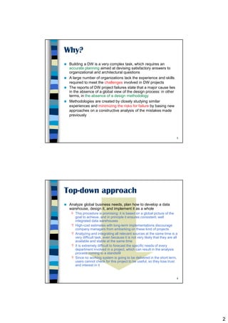 2 data warehouse life cycle golfarelli | PDF