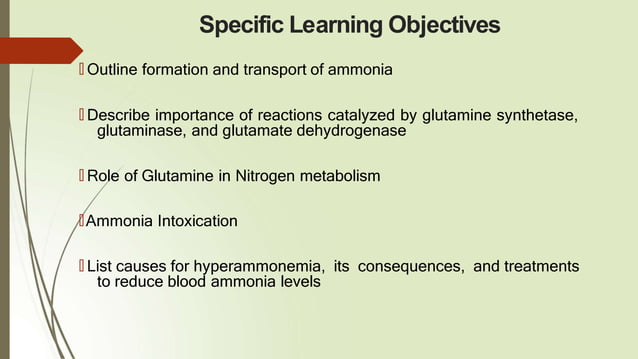 Formation & Transport of Ammonia and its Associated Disorders | PPTX ...