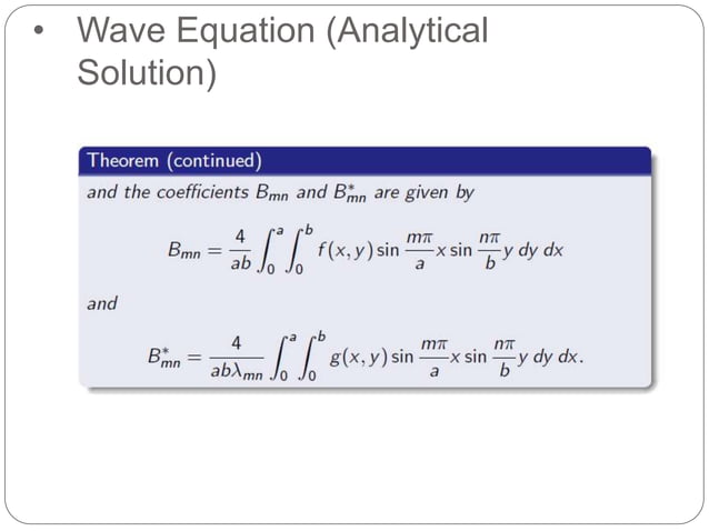 2 Dimensional Wave Equation Analytical and Numerical Solution | PPTX ...